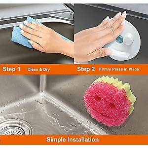Self-Draining Sponge Holder with Suction Cup Installation, Sponge Organizer for Bathroom and Kitchen Sink, Dishwasher Safe Sponge Storage for Smiley Round Sponges (No Sponges Included) 1-Pack