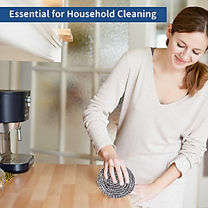 GUEICN Stainless Steel Scrubber Scrubbing Scouring Pad Magic Eraser Sponges Clean Pot Pan and Broiler Rack Steel Wool for Kitchen Bathroom (10Pcs Metal Scrubber)