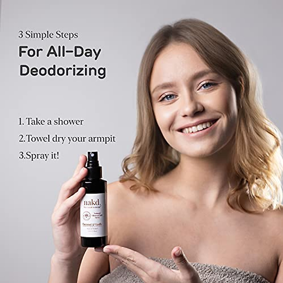 nakd. Thai Crystal Deodorant Spray – 2 Salt Deodorant Crystal Sprays, 8.45 FL oz. Regular + 3.3 FL oz. Travel Size – Natural and Aluminum Free Deodorant for Women, Men, and Kids - Coconut & Vanilla