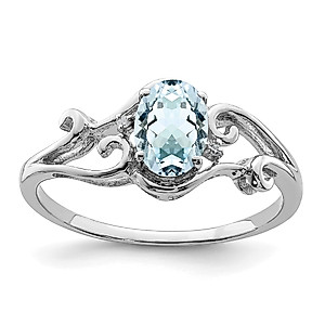 IceCarats 925 Sterling Silver Diamond Blue Aquamarine Oval Ring Gemstone Band Size 9.00