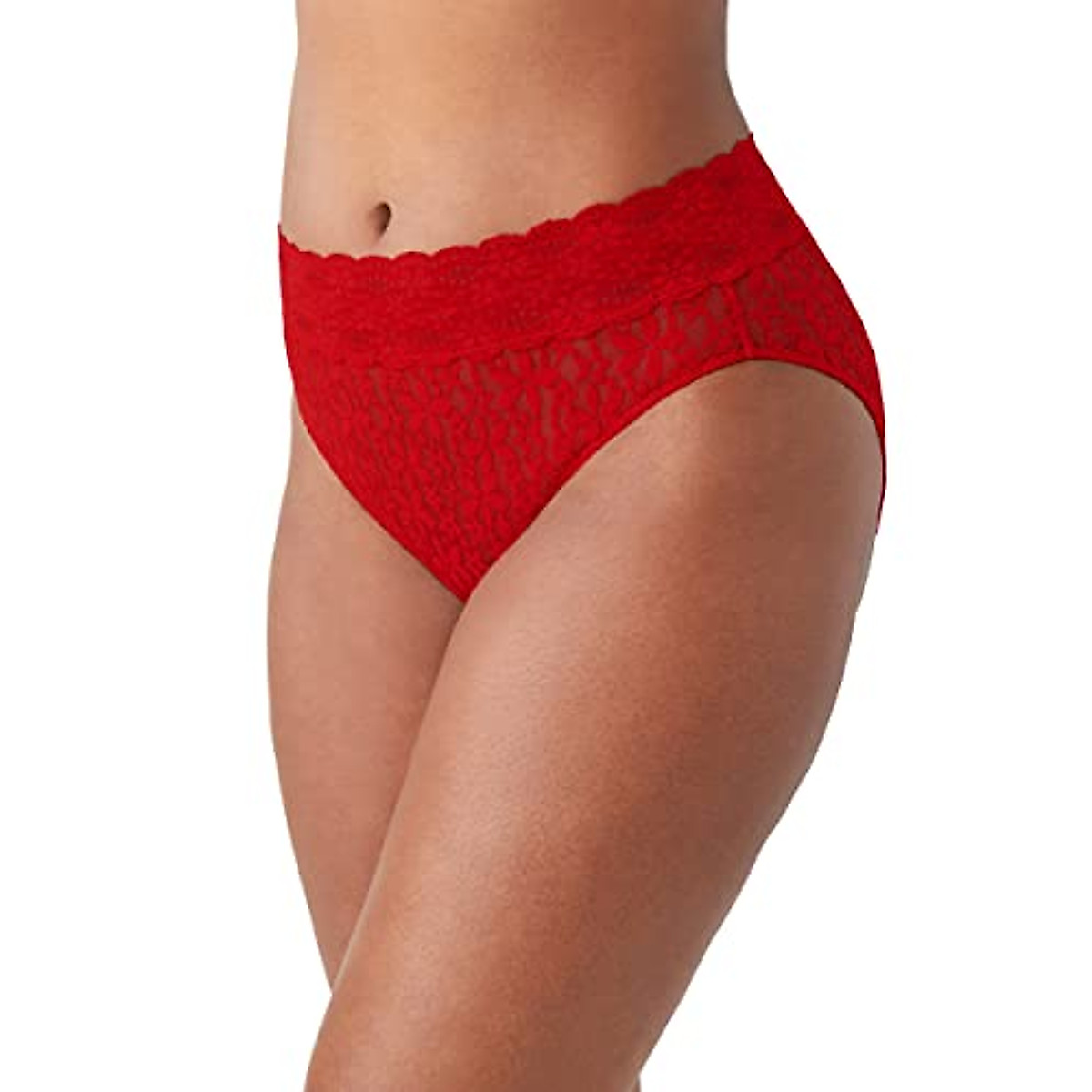 Wacoal Women's Halo Lace Hi Cut Brief Panty, Barbados Cherry, Large