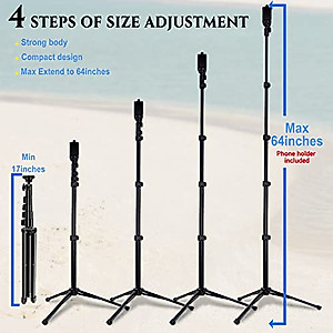 Phone Tripod Stand Selfie Stick 64 Inch Aluminum Alloy with Wireless Remote Video Record/Photography/Live Streaming Compatible with iPhone 14 13 12 11 pro Xs Max Xr X 8 7 6 Plus, Android Samsung