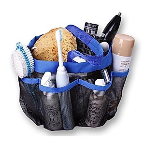 Wowlife 8-Pocket Shower Caddy Quick Dry - Perfect For College & Dorm - Large Pockets To Carry Your Bathroom Accessories & Mirror - Non Stainless Steel Full Mesh Material