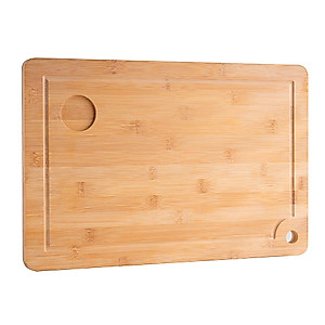 Large Bamboo Cutting Board Cheese Board Cheese Tray with Juice Groove & Round Groove, Chopping Board Charcuterie Board Christmas