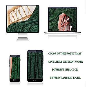 Puncuntex Green Throw Blanket 50"×60" Decorations Fleece Super Soft Plush Fuzzy Cozy Blanket with Square 3D Jacquard Grid Design Luxury lightweight for Couch Sofa Chair,Dark Forest Green