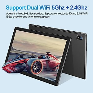 2024 Newest 10 Inch Tablet Android 13 Tablets with Keyboard, 12GB RAM 128GB ROM 512GB Expand, Octa-Core, 5G/2.4G WiFi, HD IPS Display, 8000mAh Tablet PC with Case Mouse GPS Split Screen Support-Black