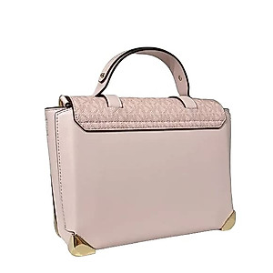 Michael Kors Manhattan Medium Leather and Logo Satchel (DK Powder Blush)