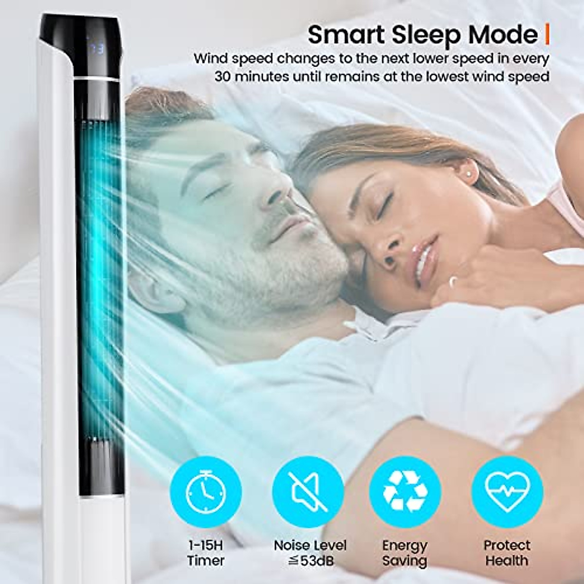 Tangkula 48-Inch Tower Fan with Remote Control, Quiet Bladeless Tower Fan w/ 3 Speeds, 3 Modes, 1-15H Timer & LED Display, 80° Oscillating Floor Standing Fan, Portable Circulating Fan for Home Office