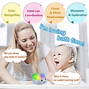Baby Bath Toys, Light Up Baby Pool Toy with LED Light Whale Spray Water Toy for Toddlers Kids, Induction Sprinkler Bathtub Toys Bathroom Shower Swimming Pool Outdoor Water Toy(Gray)