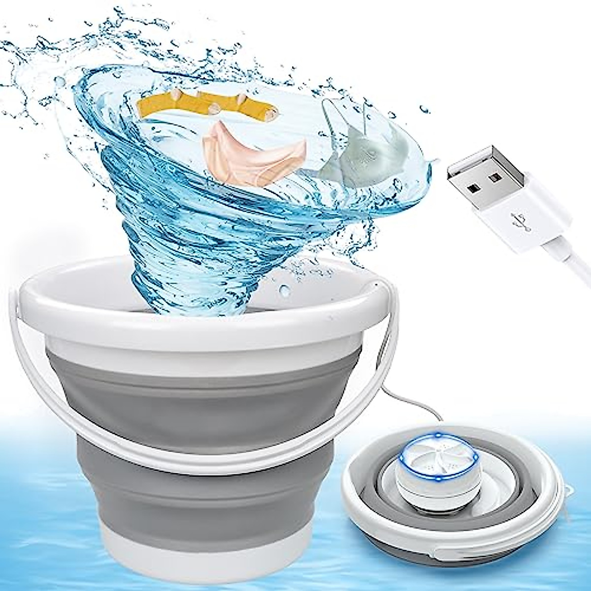 Portable Washing Machine, Mini Washing Machine Ultrasonic Turbine Wash, Mini Portable Washer for Underwear, Sock, Baby Clothes, Travel, Camping, Dorm, RV, Home Foldable Small Portable Laundry Machine