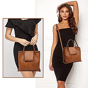 SHOMICO Womens Tote Bags Shoulder Bag Handbags For Women Leather Crossbody Bags for Ladies (Tan…