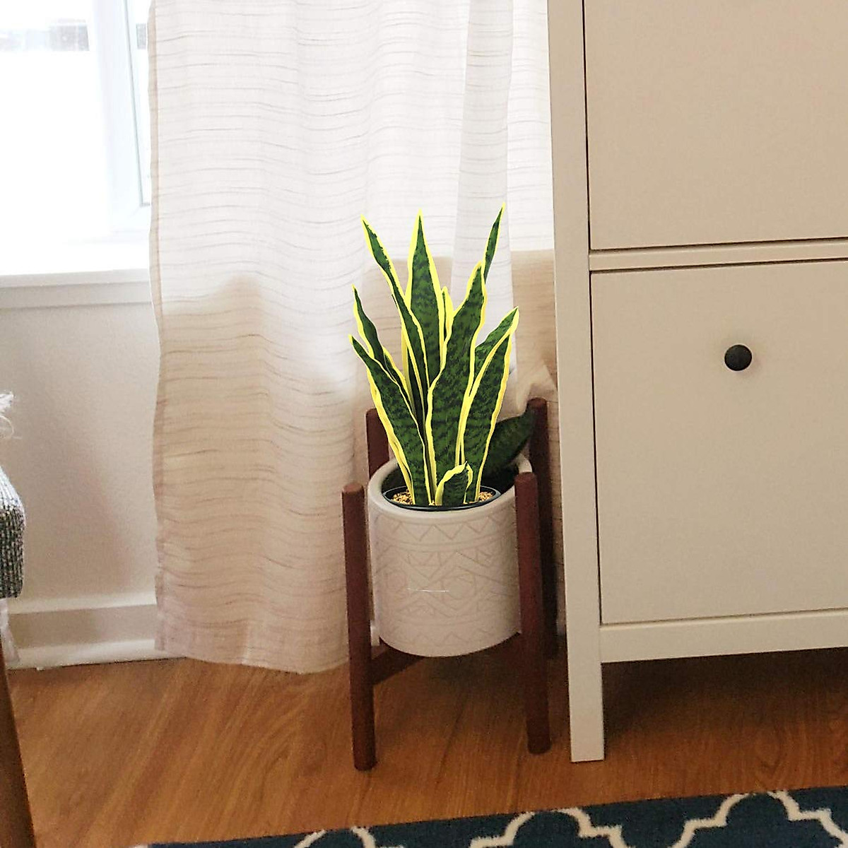 Beebel Artificial Snake Plant 22" Fake Sansevieria Potted Plants Plastic Greenery Perfect Faux Agave Plant for Home Garden Office Store Decoration