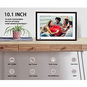 Digital Picture Frame 10.1 Inch Large Digital Photo Frame with IPS Full HD Touchscreen, 32GB WiFi Smart Frame Share Photos and Videos Instantly from Anywhere via Frameo App
