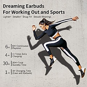 Sabbat True Wireless Earbuds Bluetooth 5.0 Headphones - Besue Deep Bass Wireless Headphones for Sport/Workout, Noise Cancelling Bluetooth Earbuds for Galaxy/iPhone/Android 30H with Wireless Charging