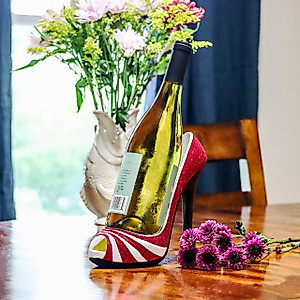 Hilarious Home High Heel Wine Bottle Holder - Four Attractive Style Variations Available (Striped)