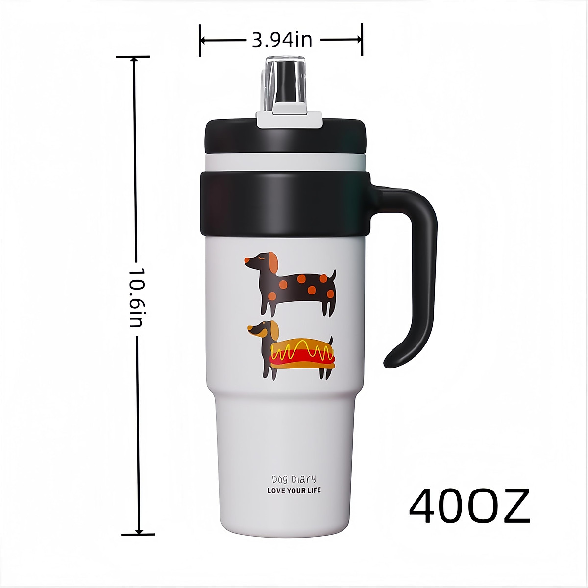 IRNATO Family Size Thermos Mug 316 Stainless Steel With Handle, Leak-proof, Can Be Freely Matched With Family Combinations, Cute Pet Logo, Easy To Carry, Full Of Flowers And Cute Pets12OZ,20OZ,40OZ
