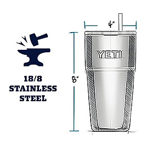 YETI Rambler 26 oz Straw Cup, Vacuum Insulated, Stainless Steel with Straw Lid, Power Pink