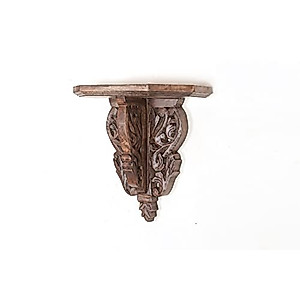 Craftrail Gaya S/2 14X13X4.5Inch Carving Wall Décor Shelf Set of 2, Brown
