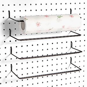 Paper Towel Holder for Pegboard, Extendable, Fit Any Standard Pegboard, 4 Packs, Black