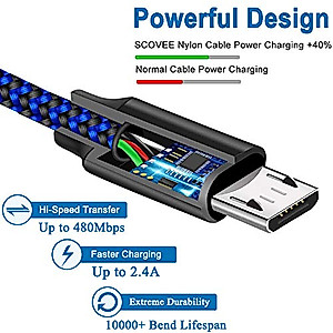 Micro USB Cable for Fire Tablet HD 7 8 10 4th 5th 6th 7th Generation,E-Readers,Samsung Galaxy Braided Phone Charger Fast Charging Cord 6 FT