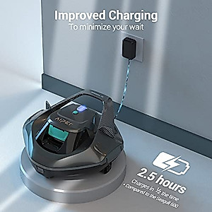 AIPER Cordless Robotic Pool Cleaner, Pool Vacuum Lasts 90 Mins, LED Indicator, Self-Parking, Ideal for Above/In-Ground Flat Pools up to 40 Feet