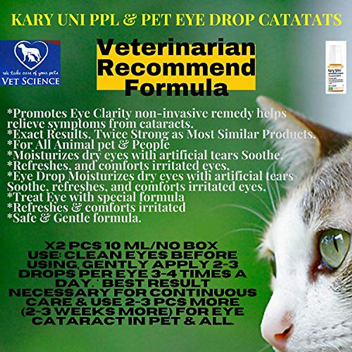 KARRYUNI X2 Pcs 10 ML, Best Pet Eye Drops Cataracts & People Exact Result, Safe & Gentle Formula, Promotes Eye Clarity & Dryness Eye in PPL Pets & All Animals Dogs, Cats Pet Care Eye Ointment Drops
