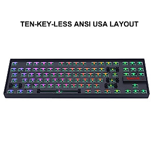 Redragon BBK552 Custom Gaming TKL Mechanical Keyboard Kit – 80% 87 Keys DIY RGB Fully Modular Keyboard - USB Wired Barebones Tenkeyless Keyboard HOT SWAPPABLE 3pin/5pin Switch, Black