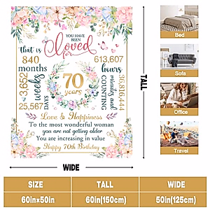 70th Birthday Gifts for Women,70th Birthday Decorations for Women,70th Birthday Gift Ideas,Happy 70th Birthday Decorations for Her,Wife,Sister,Friend,Soft Throw Blanket 50" X 60"