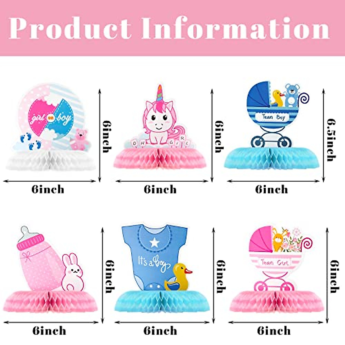 9 Pieces Gender Reveal Decorations Gender Reveal Honeycomb Centerpieces Bear Table Decorations Elephant Table Centerpieces for Boy or Girl Gender Reveal Baby Shower Pregnancy Announcements Decor