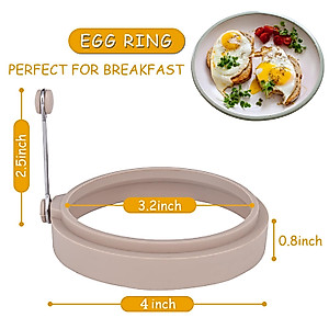 4 Pack Silicone Egg Rings, Non Stick Egg Ring Mold, Food Grade Egg Cooking Rings for Fried Egg, Egg Mcmuffin Ring, Nordic Color, 4 Inch