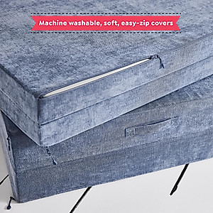 Yourigami Kids and Toddler Play Couch, Convertible Folding Sofa, Durable Foam Modular Design, Blue Lagoon