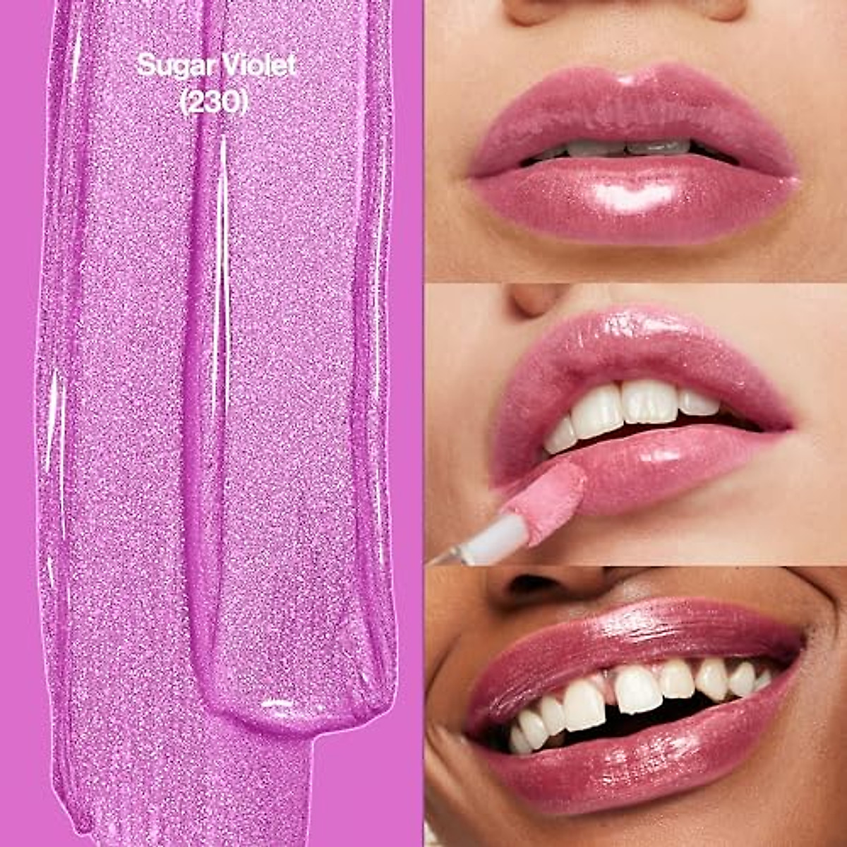 Revlon Lip Gloss, Super Lustrous The Gloss, Non-Sticky, High Shine Finish, 230 Sugar Violet