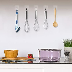 NileHome Adhesive Hooks for Hanging 12 Packs Heavy Duty Wall Hooks Reusable Removable Waterproof Bathroom Hooks Transparent Sticky Hooks for Kitchen Glass Door