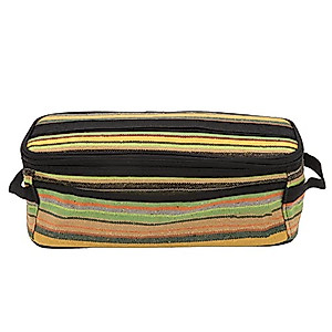 Camping Tableware Storage Bag, Thickened Canvas Green Stripe Camping Utensil Bag Double Handle for Travel