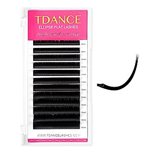 TDANCE Classic Lash Extensions Flat Lashes Eyelash Extensions 0.15mm C Curl Ellipse Eyelash Extensions 8-15mm Mixed Black Matte Individual Lashes Salon Use(Flat,C-0.15,8-15mm)