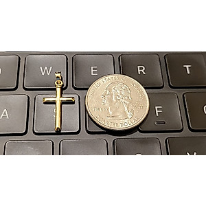 10k Yellow Gold Cross Pendant Charm SMALL - 1 Inch - 24mm x 12mm - Jewelry Gifts For Women Wife Mom Gifts For Men Husband Dad