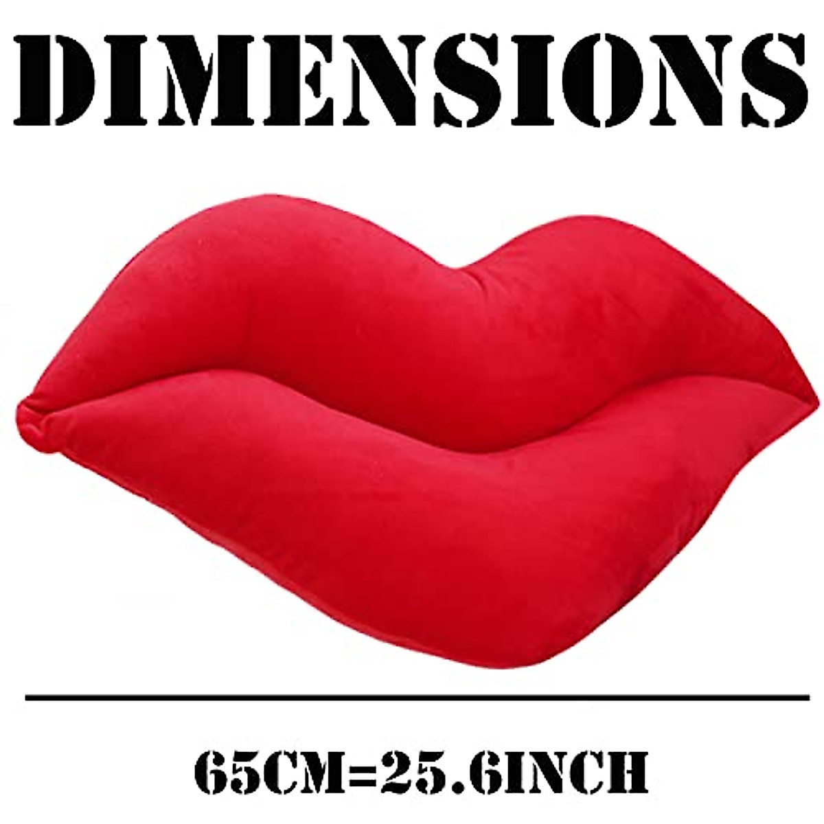 ELAINREN Lifelike Red Lips Shape Pillow Funny Plush 3D Lips Cushion Creative Hot Pink Lip Throw Pillow Decor for Sofa Couch Bed Car/Valentine's Day (25.6''x16.6'')