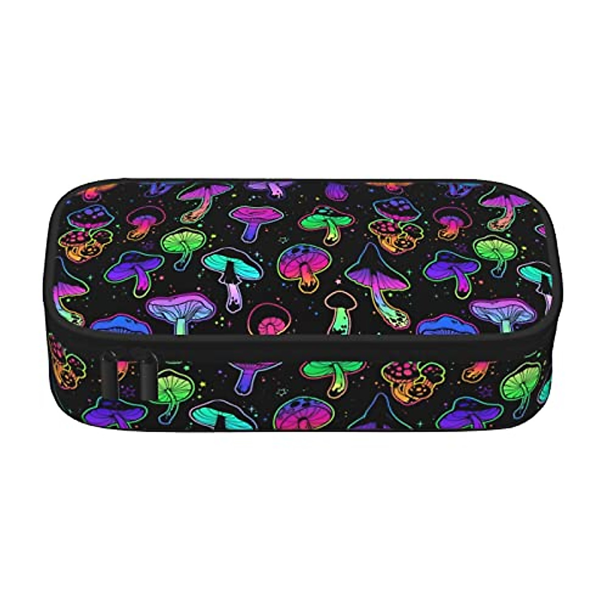 SUYGGCK Bright Psychedelic Mushrooms Pencil Case Large Capacity Pen Bag With Zipper Compartment Pencil Pouch Multifunction Stationary Bag For Boy Girl