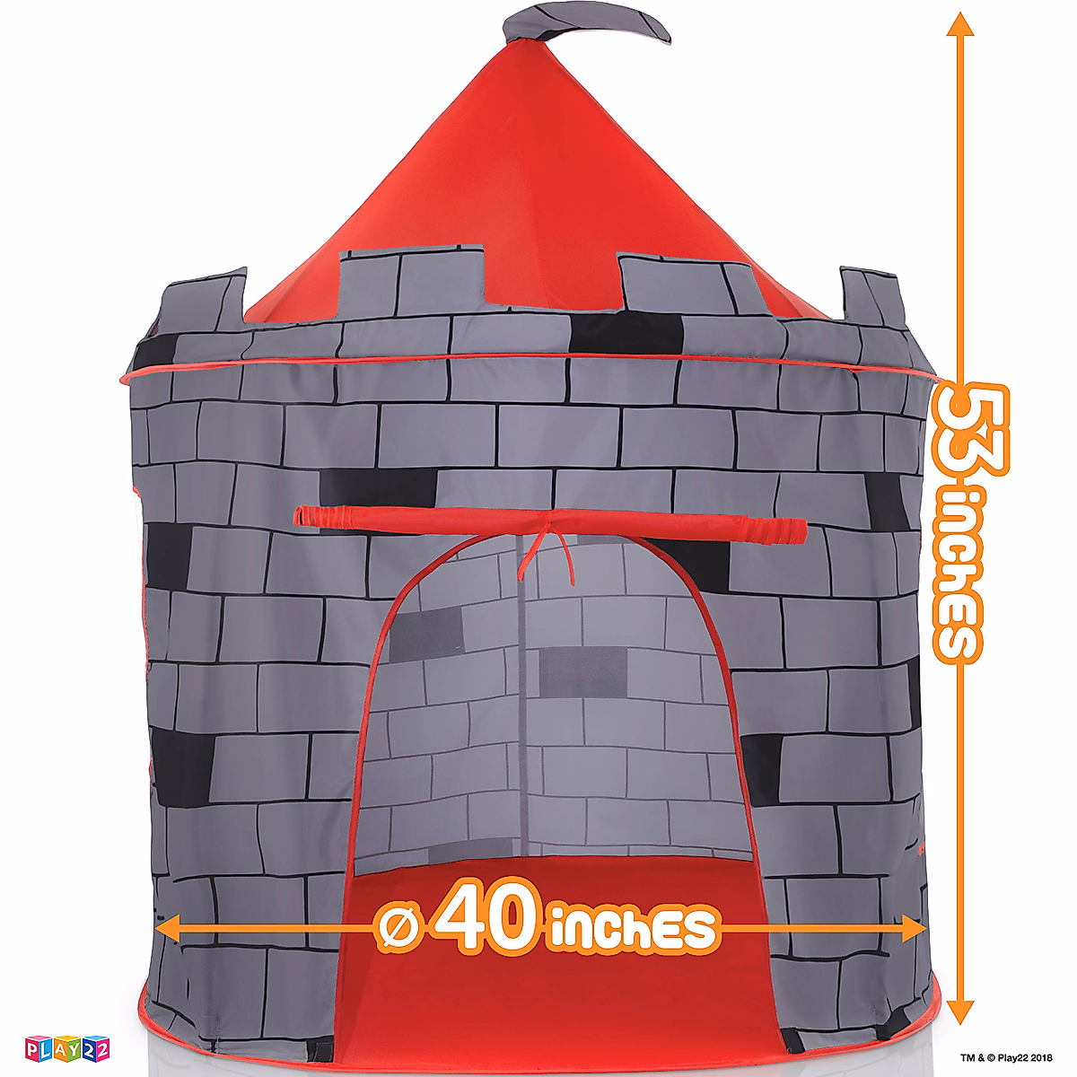 Play22 Kids Play Tent Knight Castle - Portable Pop Up Tent - Foldable into Carrying Bag - Childrens Play for Indoor & Outdoor Use - Playhouse for Boys & Girls