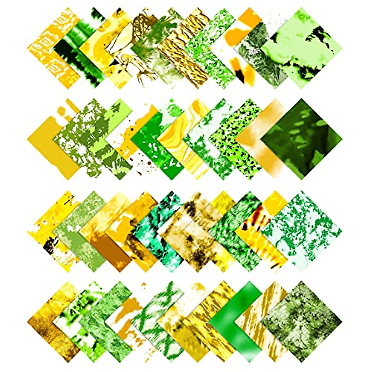 Soimoi Marble Textures Print Precut 5-inch Cotton Fabric Quilting Squares Charm Pack DIY Patchwork Sewing Craft- Yellow & Green