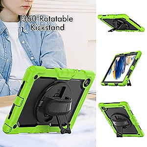 Samsung Galaxy Tab A8 10.5 Inch 2022, [Full-Body][Shock Proof] Protective Case with Pencil Holder and 360 Rotating Hand Strap, Protective Cover with Shoulder Strap (Green)
