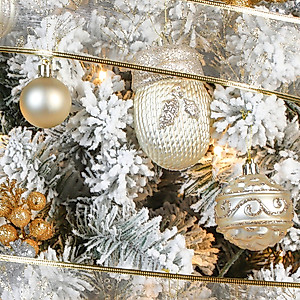 Alupssuc 80Pcs Christmas Balls Ornaments Set, Christmas Tree Decorations, Shatterproof Plastic Christmas Decor Hanging Balls with Hooks for X-mas Party Wedding Holiday, Champagne Gold