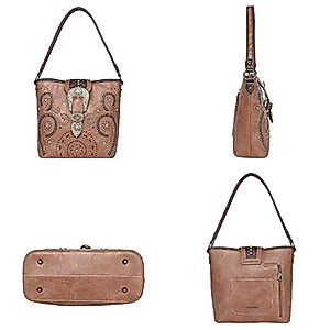 Montana West Buckle Collection Hobo for Women Top Handle Satchel Shoulder Bag Fashion Purses and Handbag with Wallet MW1116G-918BR+W