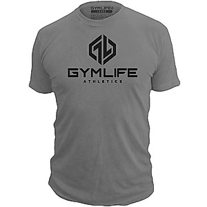 GYM LIFE Men's Power Up Athletic Performance Short Sleeve Workout T-Shirt, Slate (X-Large)