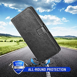 Asuwish Compatible with OnePlus Nord N100 Wallet Case Tempered Glass Screen Protector Leather Flip Cover Card Holder Stand Cell Phone Cases for One Plus N 100 4G 1 Plus 1plus One+ 1+ 100N Men Black