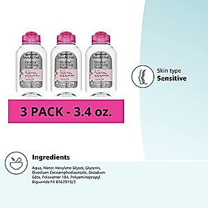 Garnier SkinActive Micellar Cleansing Water, For All Skin Types, 3.4 fl; oz., 3 Count