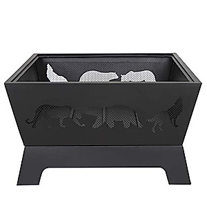 HANGKAI 26" Extra Deep Fire Pit Backyard Patio Garden Stove Wood Burning Fireplace w/Long Fire Poker,Mesh Lid,Rain Cover