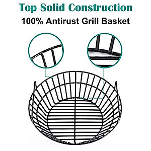 Charcoal Ash Basket for Large Big Green Egg Grill, Kamado Classic, Pit Boss, Louisiana Grills, Primo Kamado Grill and Large Grill Dome, Heavy Duty Porcelain Steel