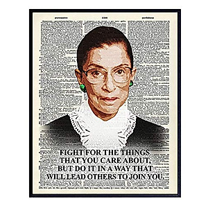 Ruth Bader Ginsburg Wall Art Print - Inspirational Quote Dictionary Home Decor Picture - Upcycled Motivational Decoration for Office, Living Room, Apartment - Gift for RBG Fans - 8x10 Poster