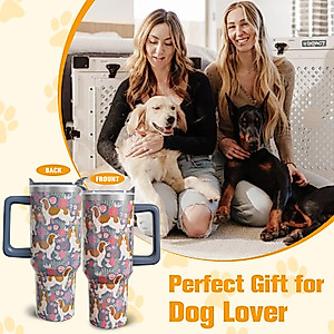 Cavalier King Charles Spaniel Gifts for Women Dog Lovers 40 oz Floral Cavalier King Charles Spaniel Tumblers with Handle and Straw, Stainless Steel Vacuum Insulated Travel Coffee Mug Cup Water Bottle